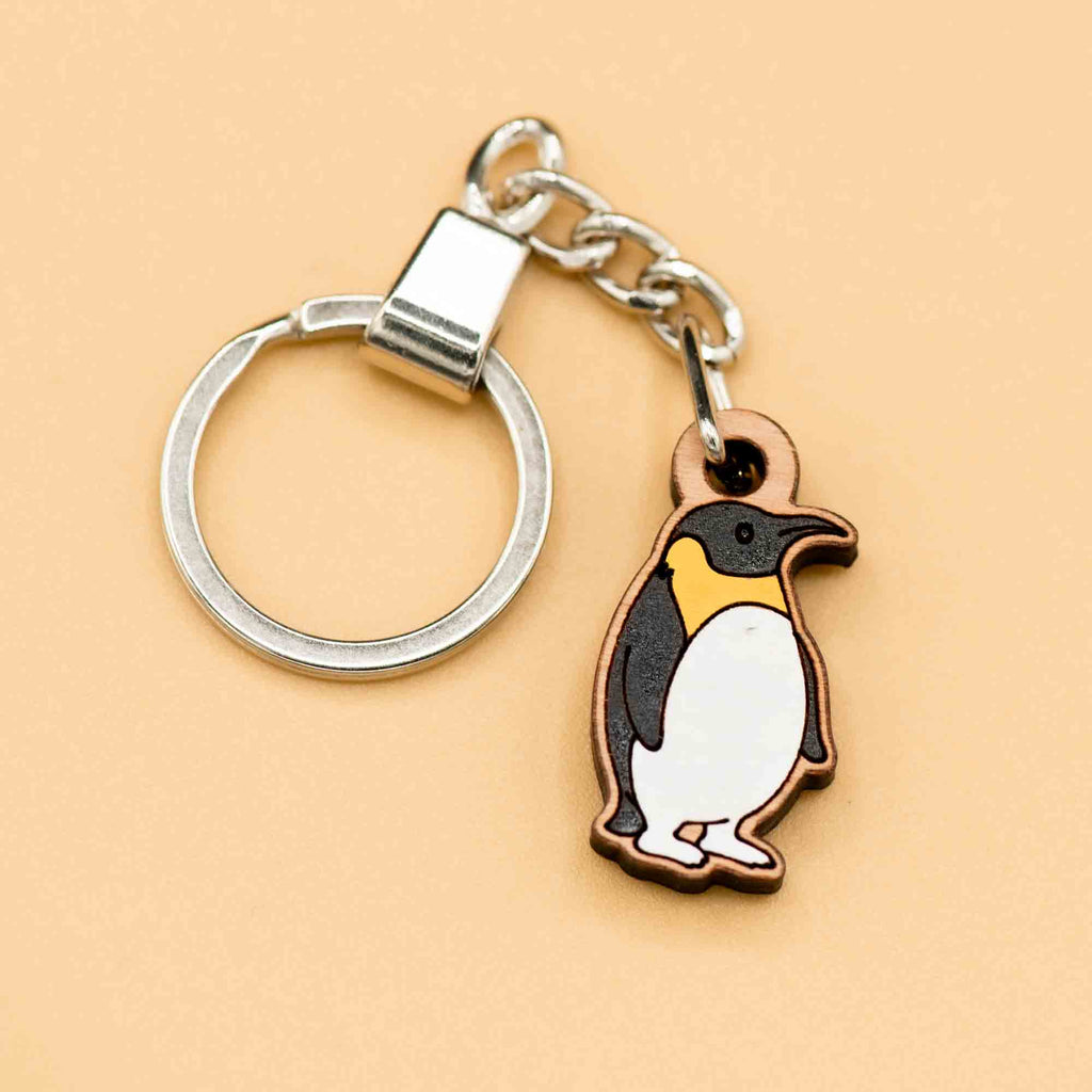 Hand-painted Wooden Keyring - Penguin